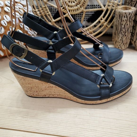 Teva | Shoes | Teva Arrabelle Cork Wedge Slingback Sandals Leather ...
